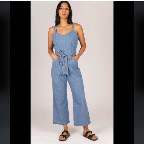 Rewash | Jeans | Rewash Sz S Cotton Denim Chambray Overalls With Adjustable Straps And Tie Waist ...